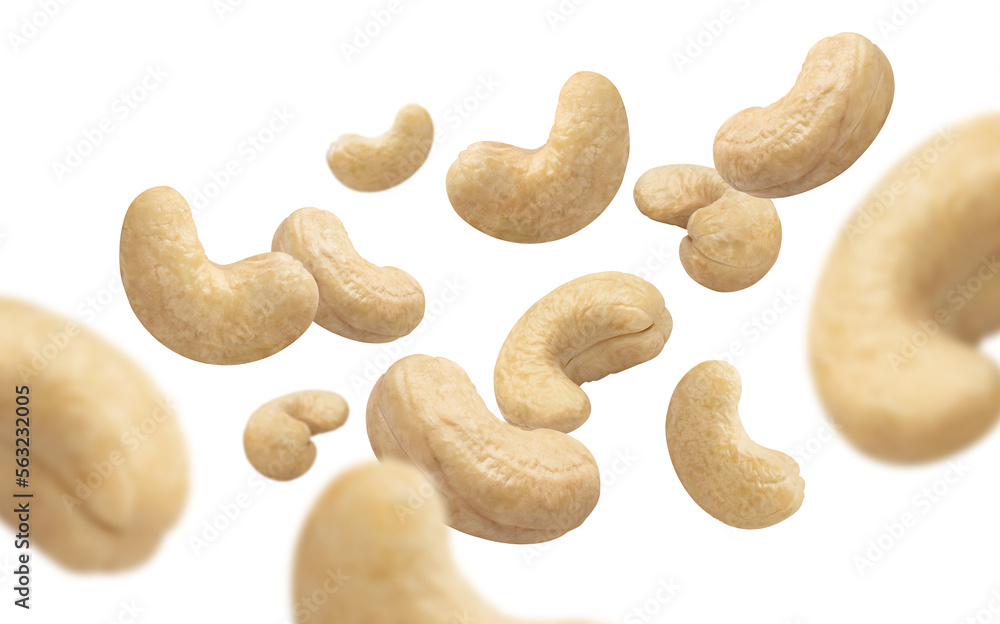 Flying delicious cashew nuts cut out Stock Photo | Adobe Stock