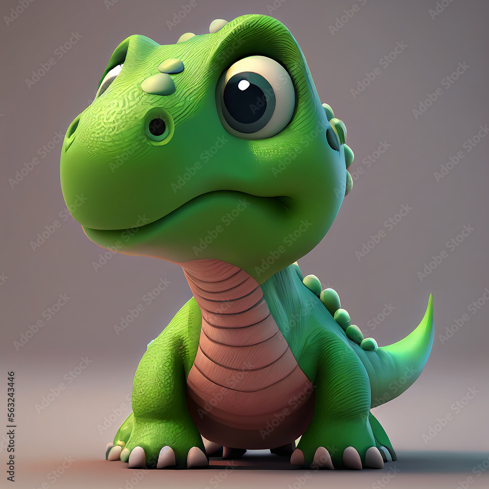 super cute 3d model of a smooth little dinosaur generated ai Stock ...