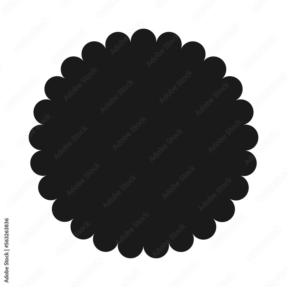 Scallop Edge Circle Silhouette Shape Icon Stock Vector | Adobe Stock