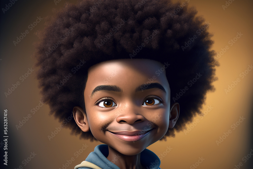 Stock-Illustration „Portrait of a little child with afro hair. Cartoon ...