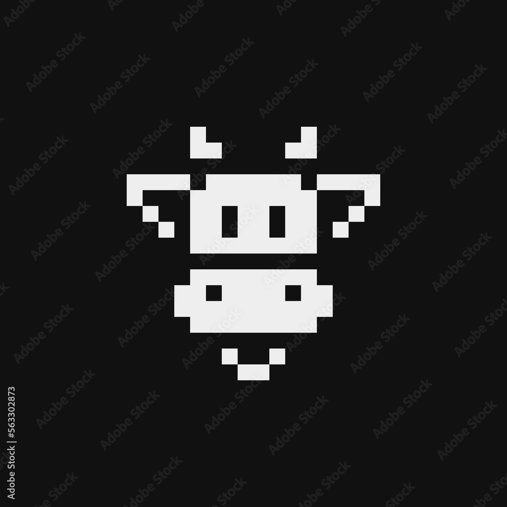 Stock-Vektorgrafik „Cow face emoji. Cow head pixel art icon, isolated ...