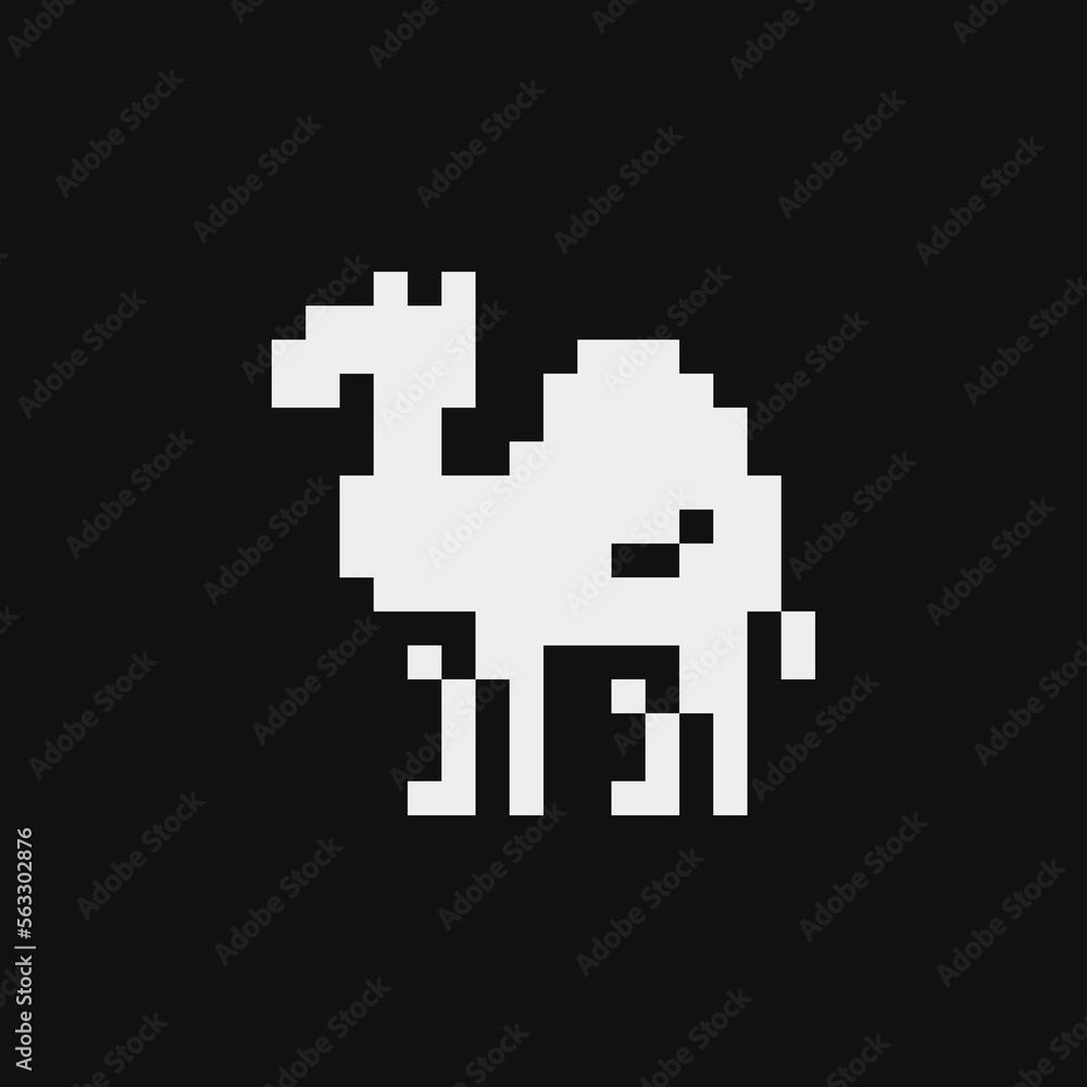 Camel emoji pixel art character. Sticker design. Isolated vector ...