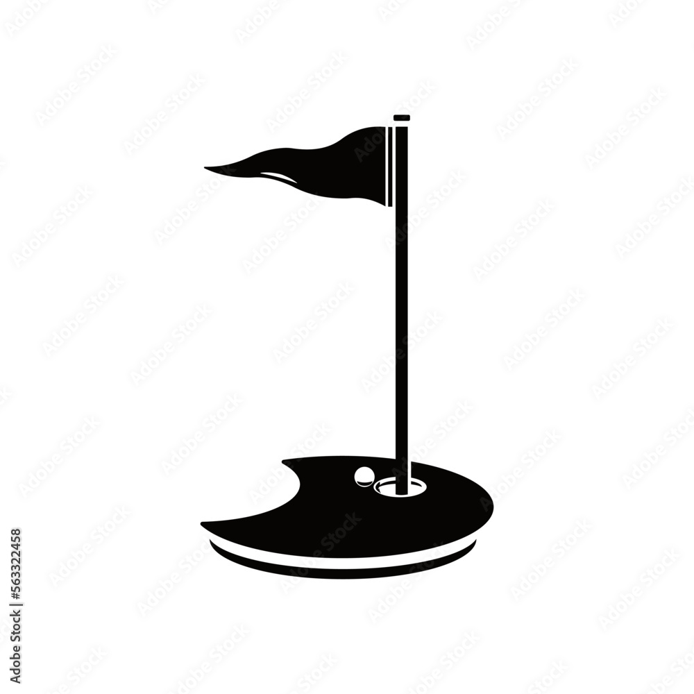 Golf Putting Green Pin Flag Vector Icon Illustration Silhouette Stock ...