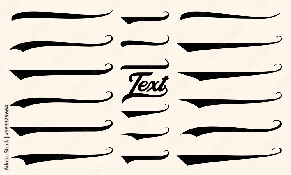 Calligraphic swoosh underline. Retro underline swooshes tails and ...