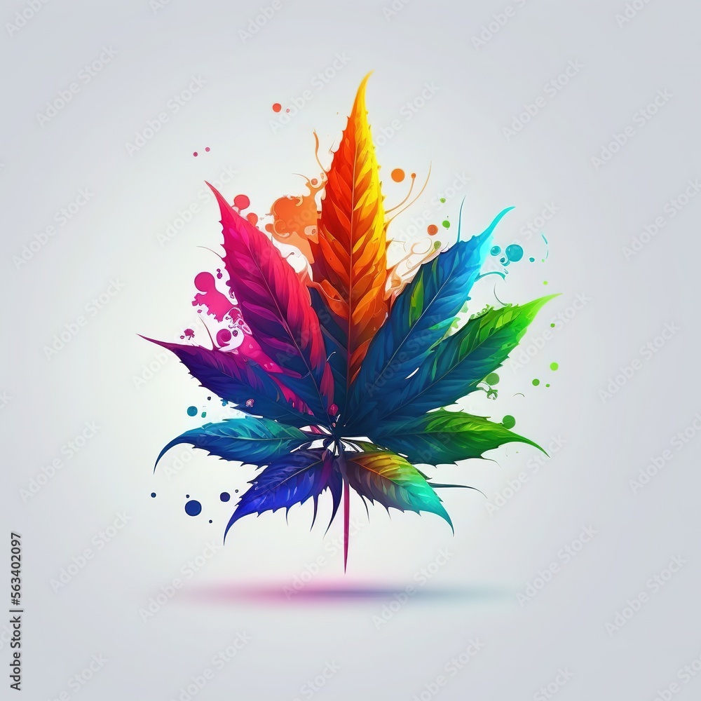 colorful cannabis marijuana leaf logo design concept Stock Illustration ...