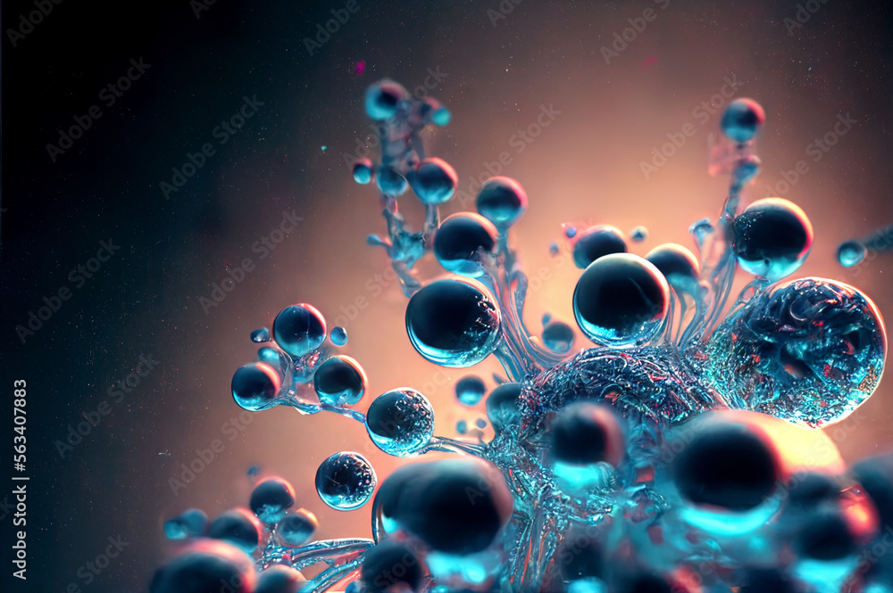 Microscopic electron macroscopic close view of cells and ovum attacked ...