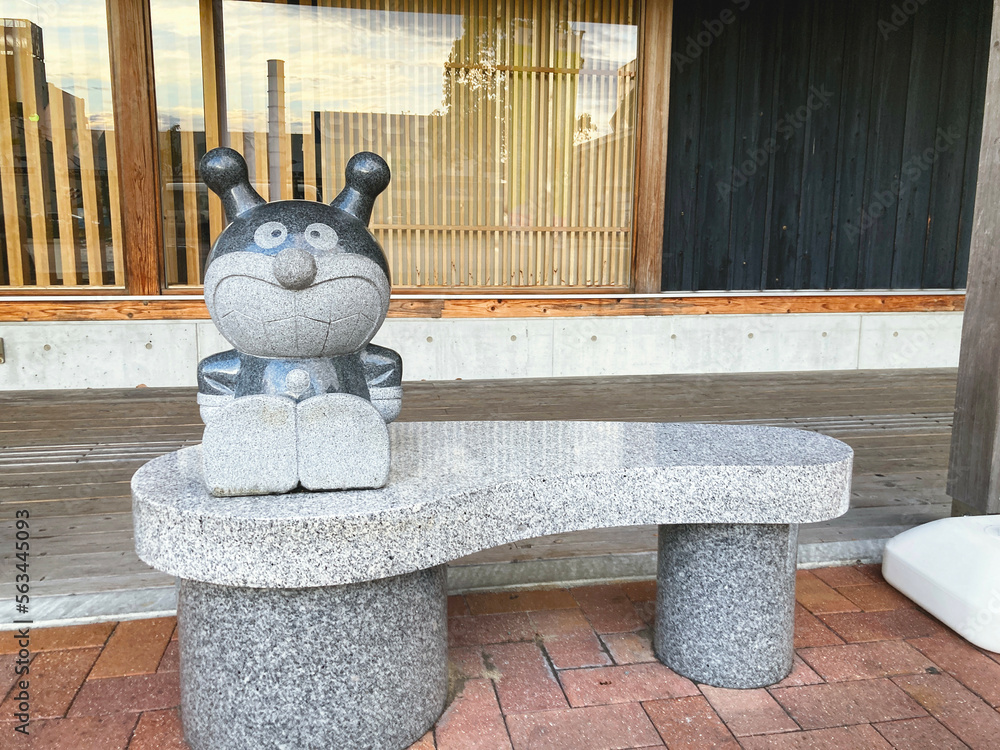 Tourist Information in front of JR Kochi Station and stone statue of ...