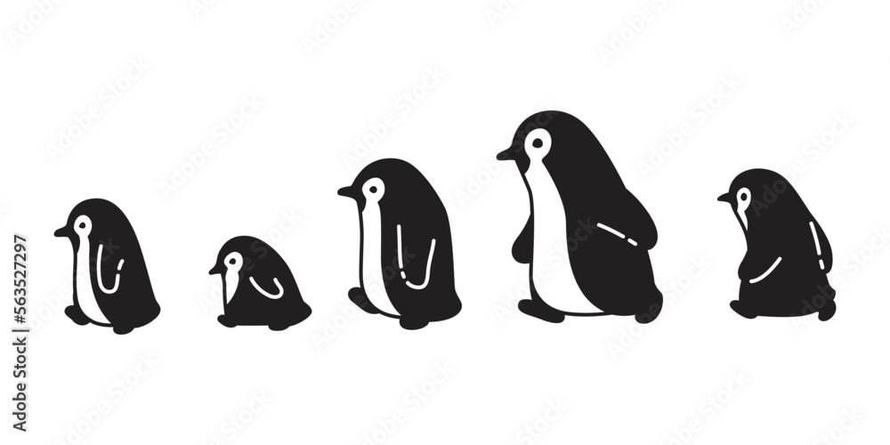 penguin vector bird icon walking logo cartoon character family doodle ...