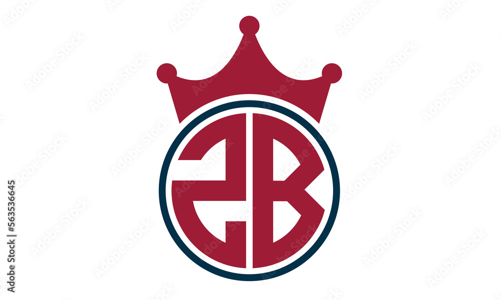 ZB two letters crown king circle logo design, letter mark, wordmark ...