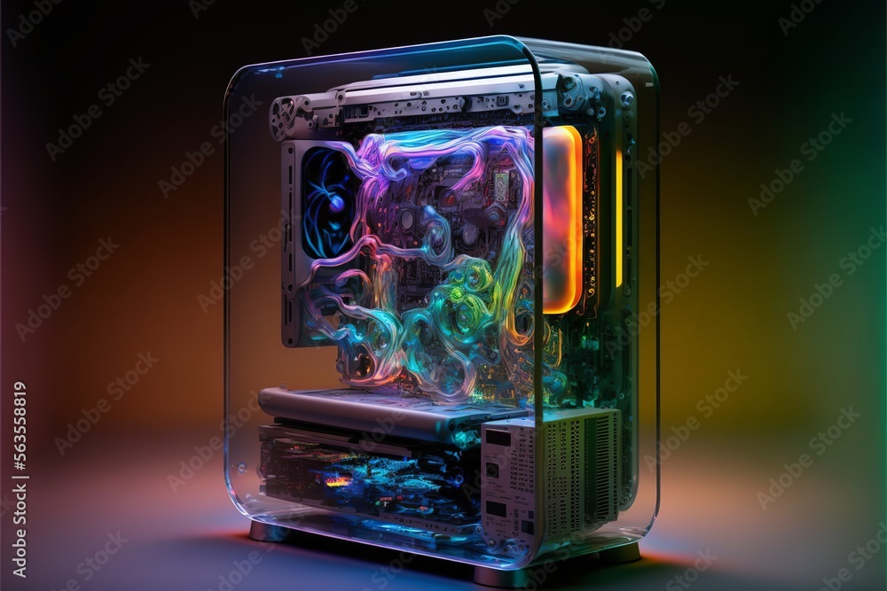 a see-through computer case housing tower, made out of glass, flat ...