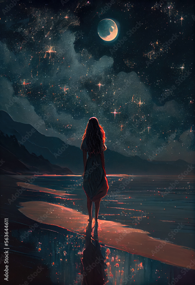 She walks in beauty, like the night of cloudless climes and starry ...