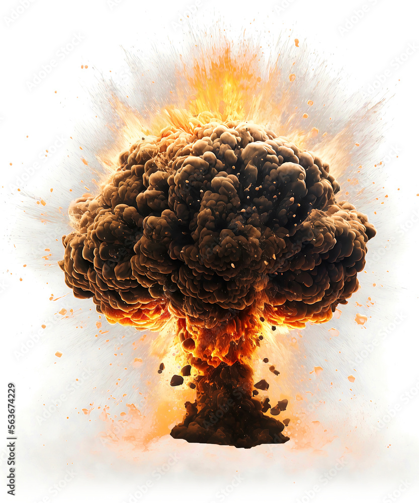 Explosion PNG. Realistic fiery explosion. Large fireball with black ...