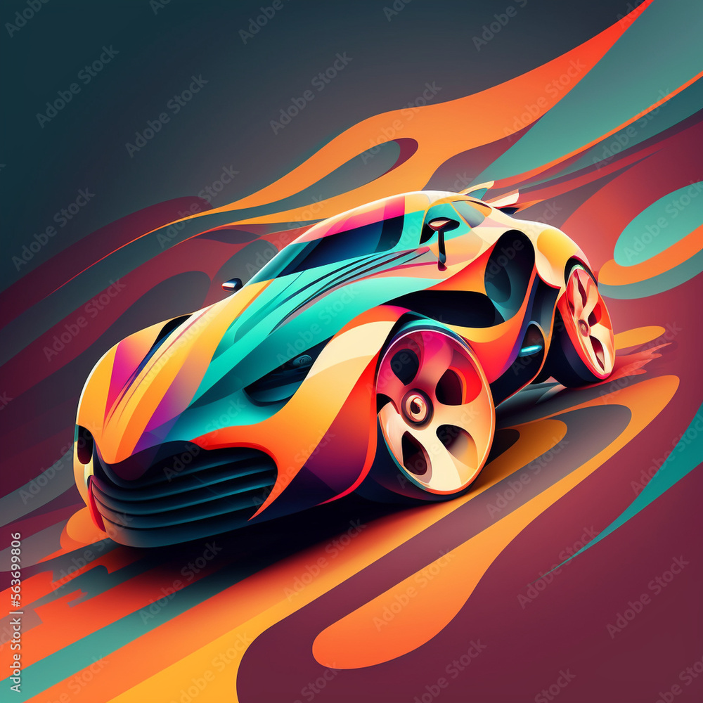 ภาพประกอบ Stock Hyper Realistic Stylized Cool Car Super Resolution with ...