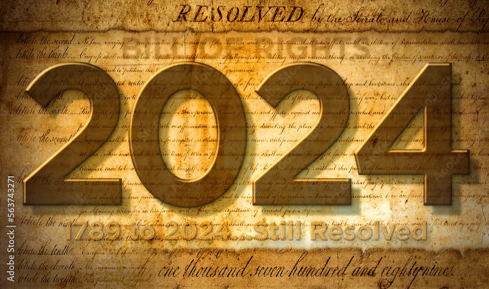 2024, Bill of Rights, Still Resolved Composite. 3D Illustration Stock ...