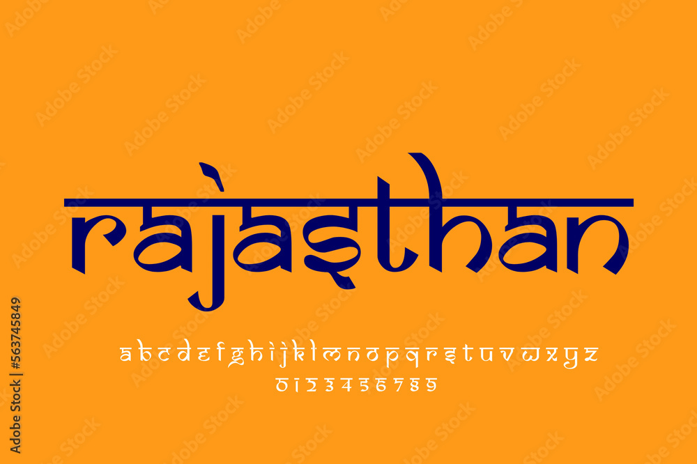 Indian state rajasthan text design. Indian style Latin font design ...