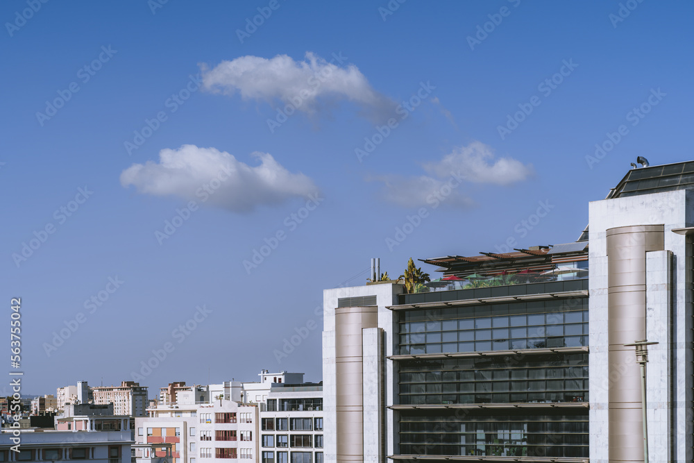 Shot of UAE's modernist architectural buildings featuring innovative ...