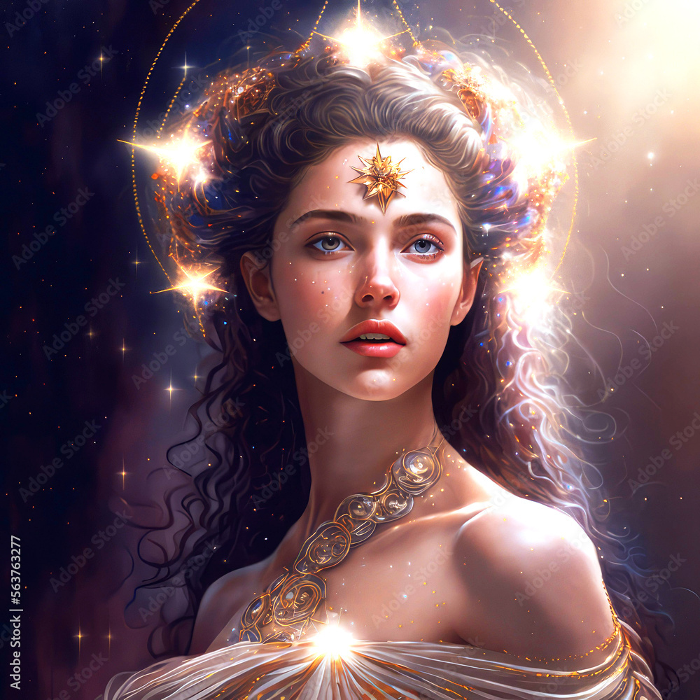 Illustration Stock Asteria is the greek goddess of stars, god of star ...
