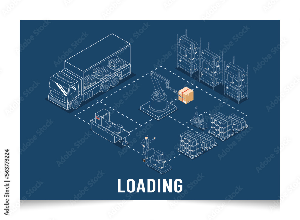 3D isometric Global logistics solutions concept with Smart Logistics ...