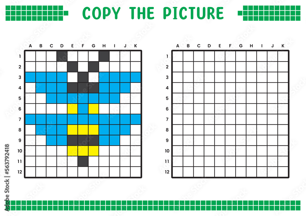 Copy the picture, complete the grid image. Educational worksheets ...