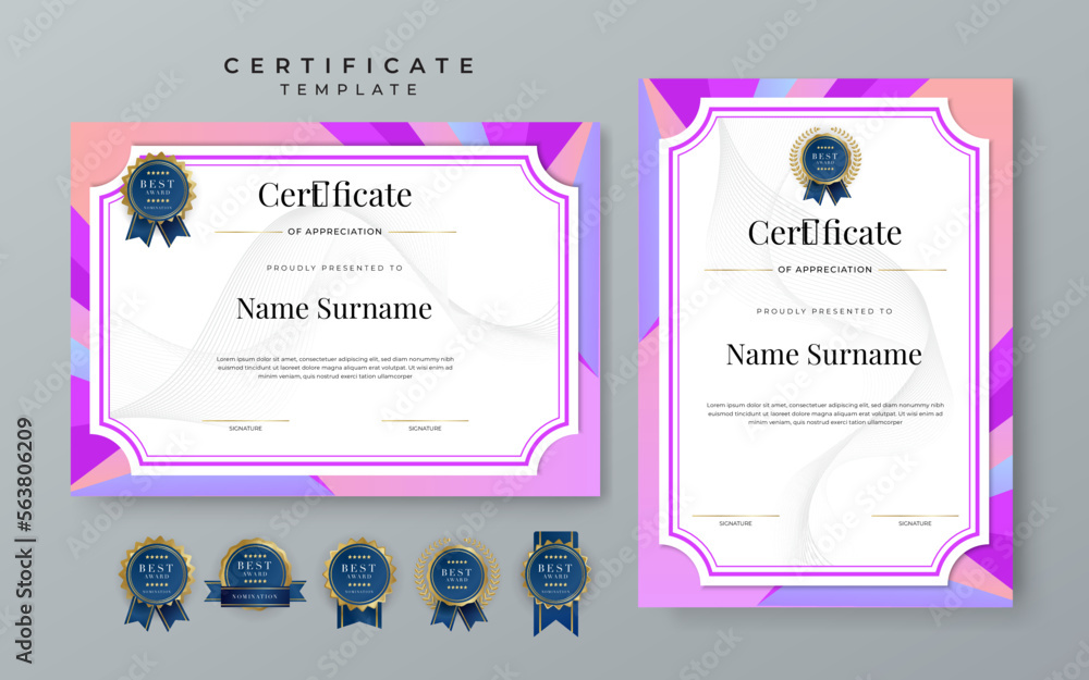 Stock-Vektorgrafik „Modern certificate template design. Certificate of ...
