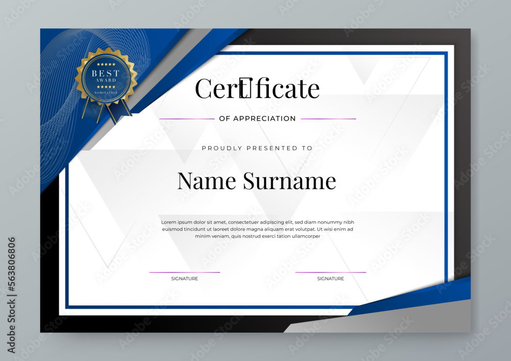 Modern certificate template design. Certificate of achievement layout ...