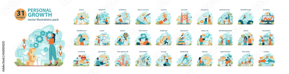 Personal growth big set. Business success or personal development. Stock Vector | Adobe Stock