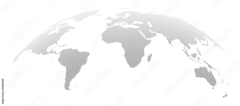 Rounded globe with continents and countries. Isolated world map with ...