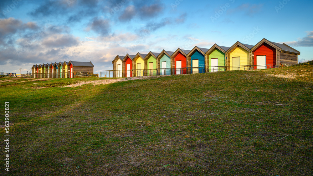 Blyth South Beach Cabins, situated on the promenade these colourful ...