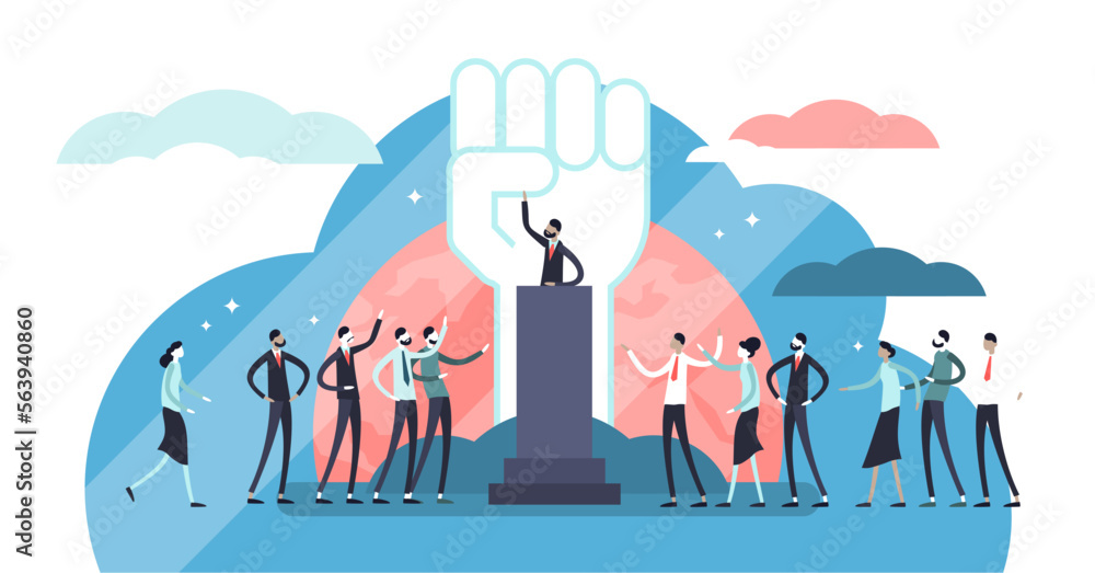 Populism illustration, transparent background. Flat tiny leader ...