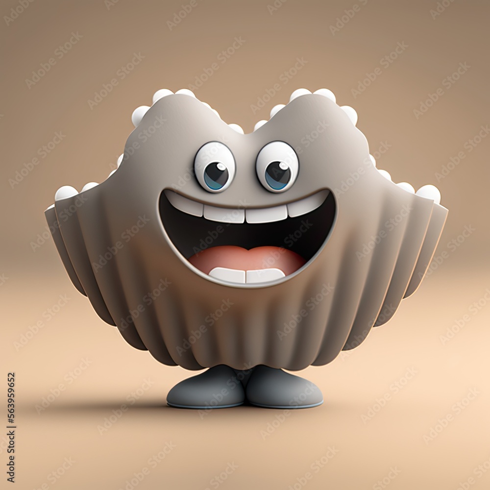 Cute Cartoon Oyster Character (Generative AI) Stock Illustration ...