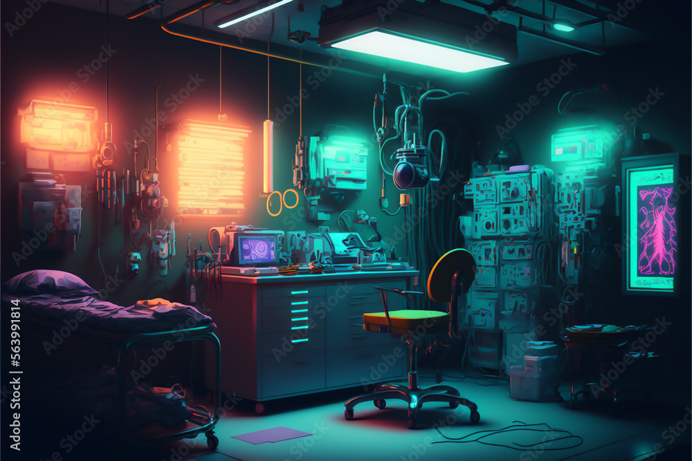 Gloomy Colors of a Night Operating Room is an eerie depiction of a ...