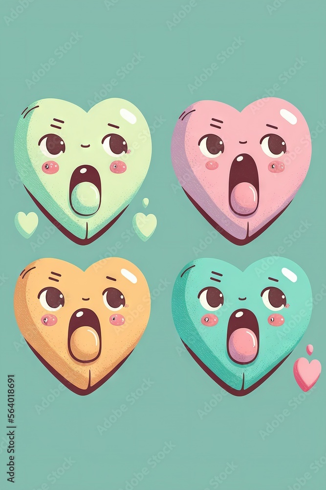 cute cartoon heart generative ai Stock Illustration | Adobe Stock