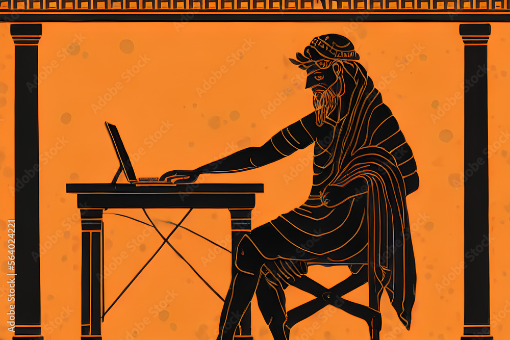 Stock-Illustration „greek mythology character silhouettes of zeus using ...