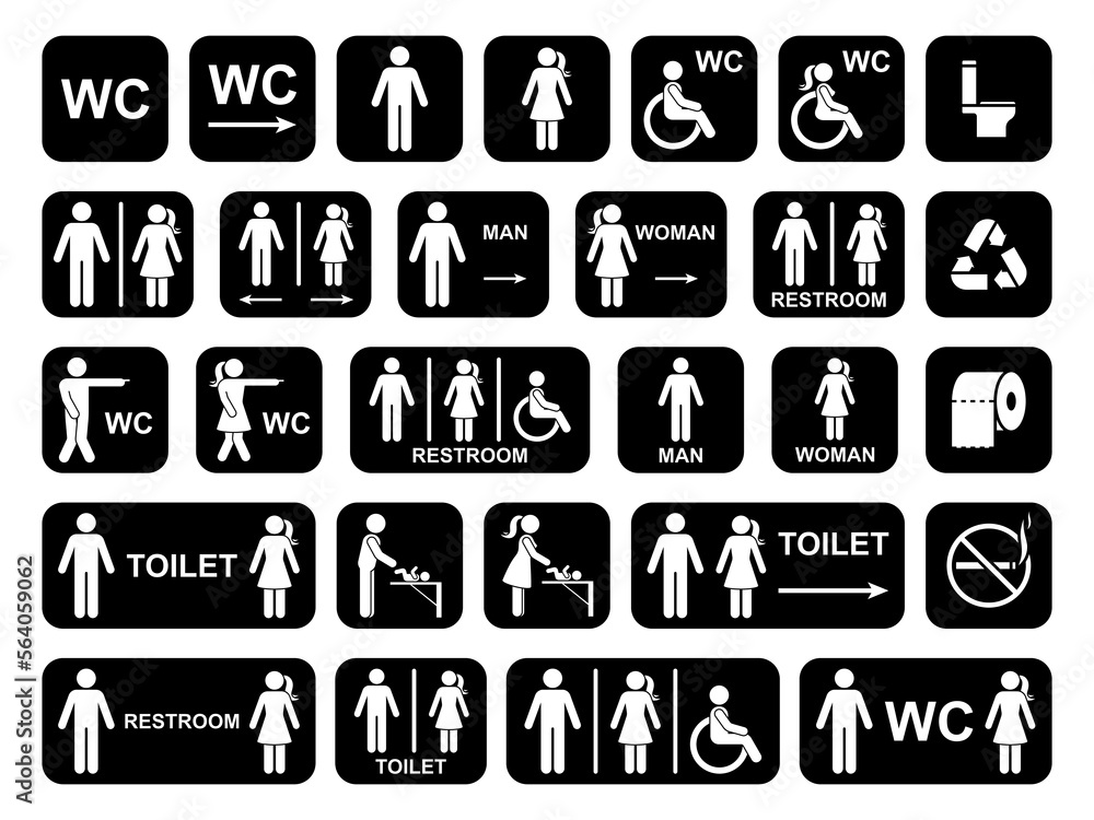 Stockvector Public toilet icon set vector illustration. Restroom sign ...