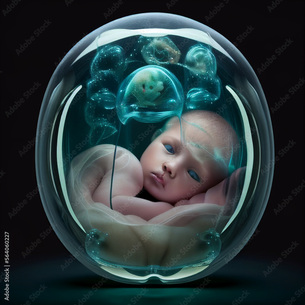Fetus develops inside an artificial uterus, baby in the womb, nurture ...