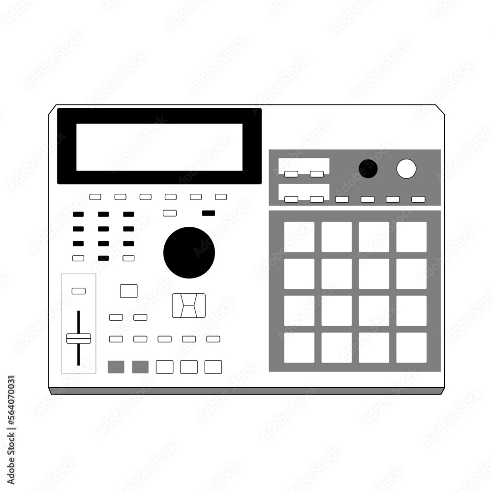 Vector illustration of classic MIDI Production Center sampler AKAI MPC ...