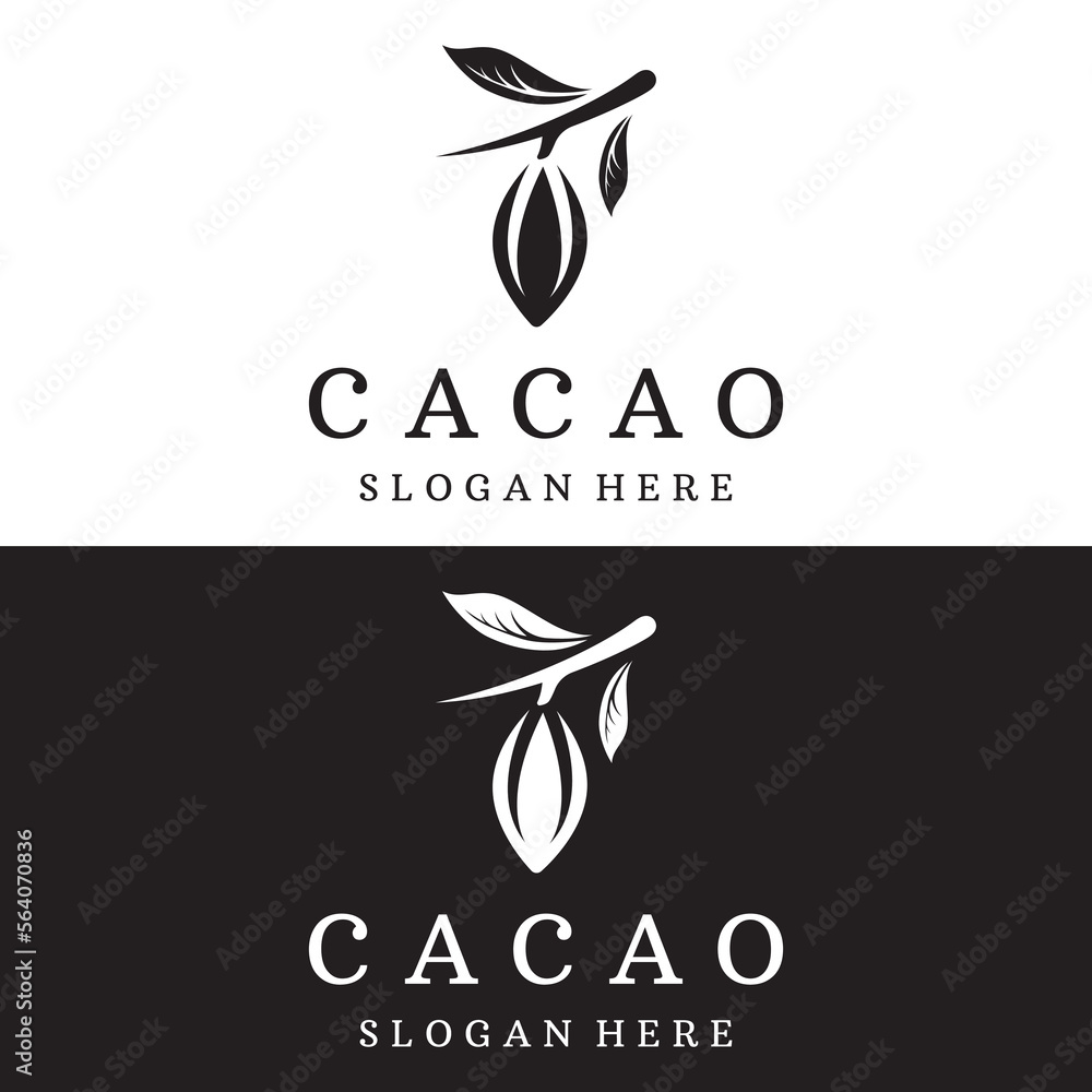 Chocolate cocoa pod plant logotype template design, cocoa bean, exotic ...