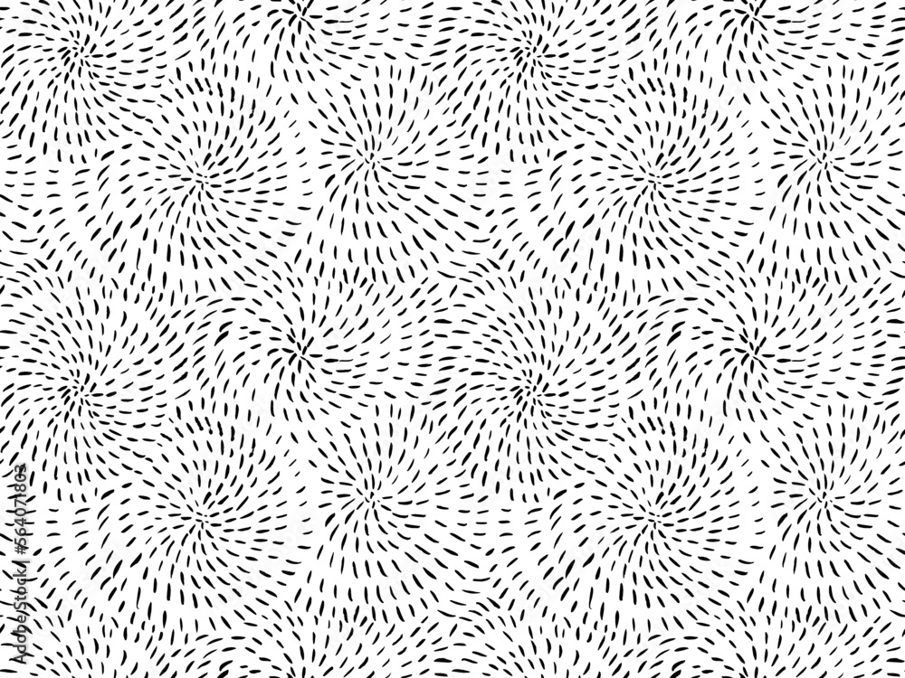 Dotted, dashed lines seamless pattern. Black and white vector hatching ...