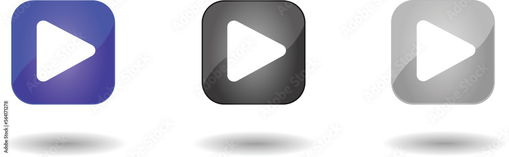 Play button symbols collection, video streaming, broadcasting icons set ...