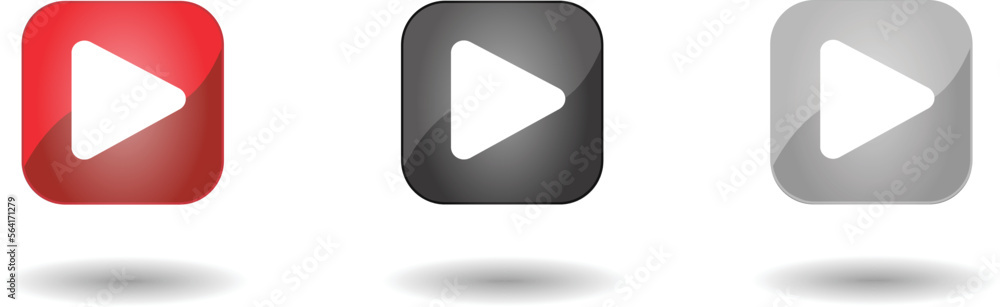 Play button symbols collection, video streaming, broadcasting icons set ...