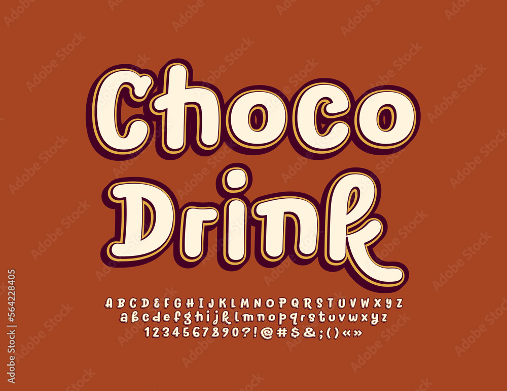Vector funny Emblem Choco Drink. Creative Font. Modern Bright ...