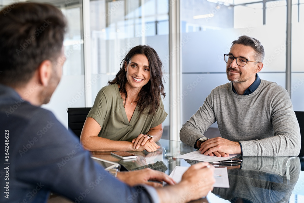 Mature couple meeting financial advisor for investment Stock Photo | Adobe Stock