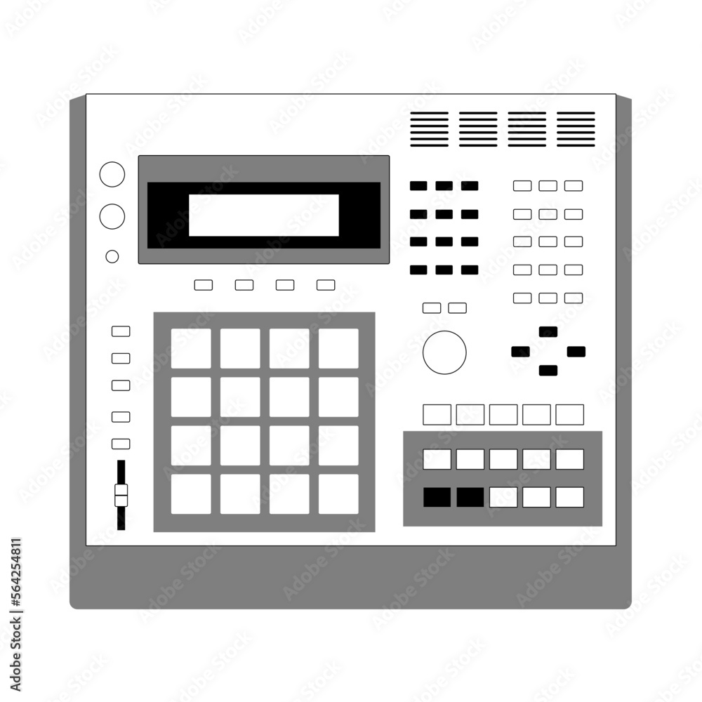 Vector illustration of classic MIDI Production Center sampler AKAI MPC ...