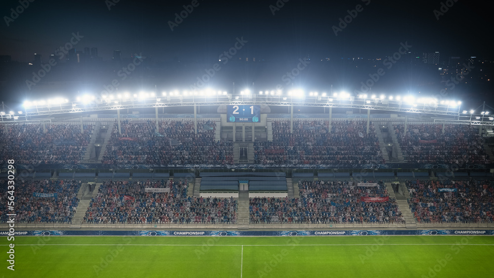 Football Soccer Stadium Championship Match, Scoreboard Screen Showing ...
