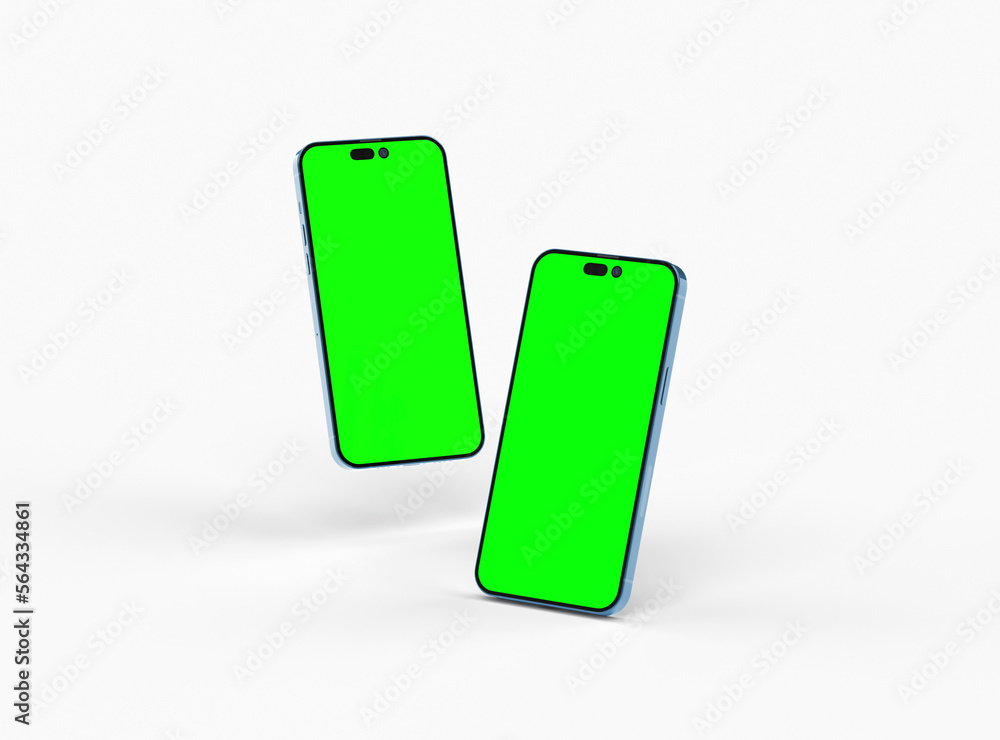 Two smartphones 14 pro max mockup for App and Website UI branding. 2 ...