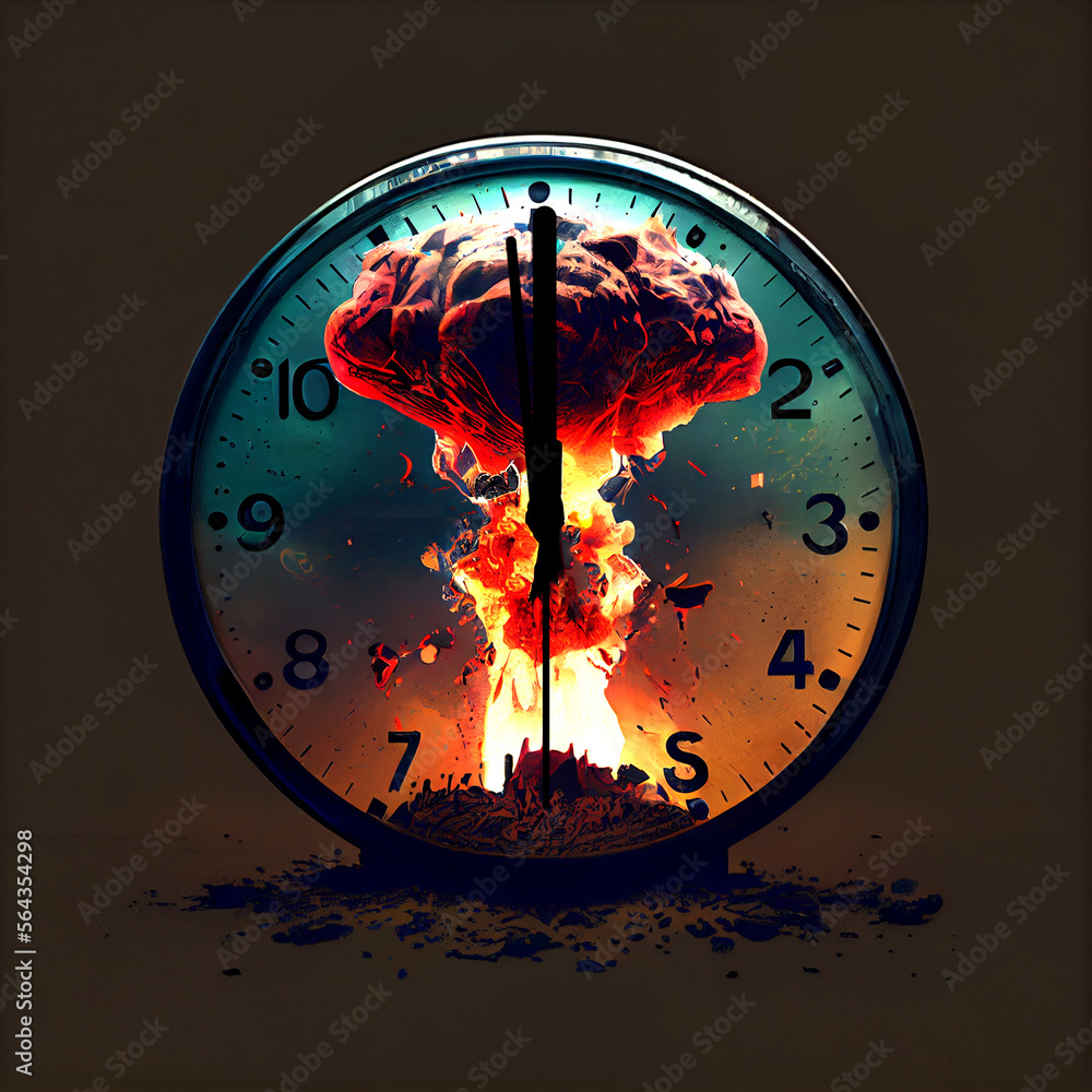 Doomsday clock showing 90 seconds to midnight against nuclear war ...