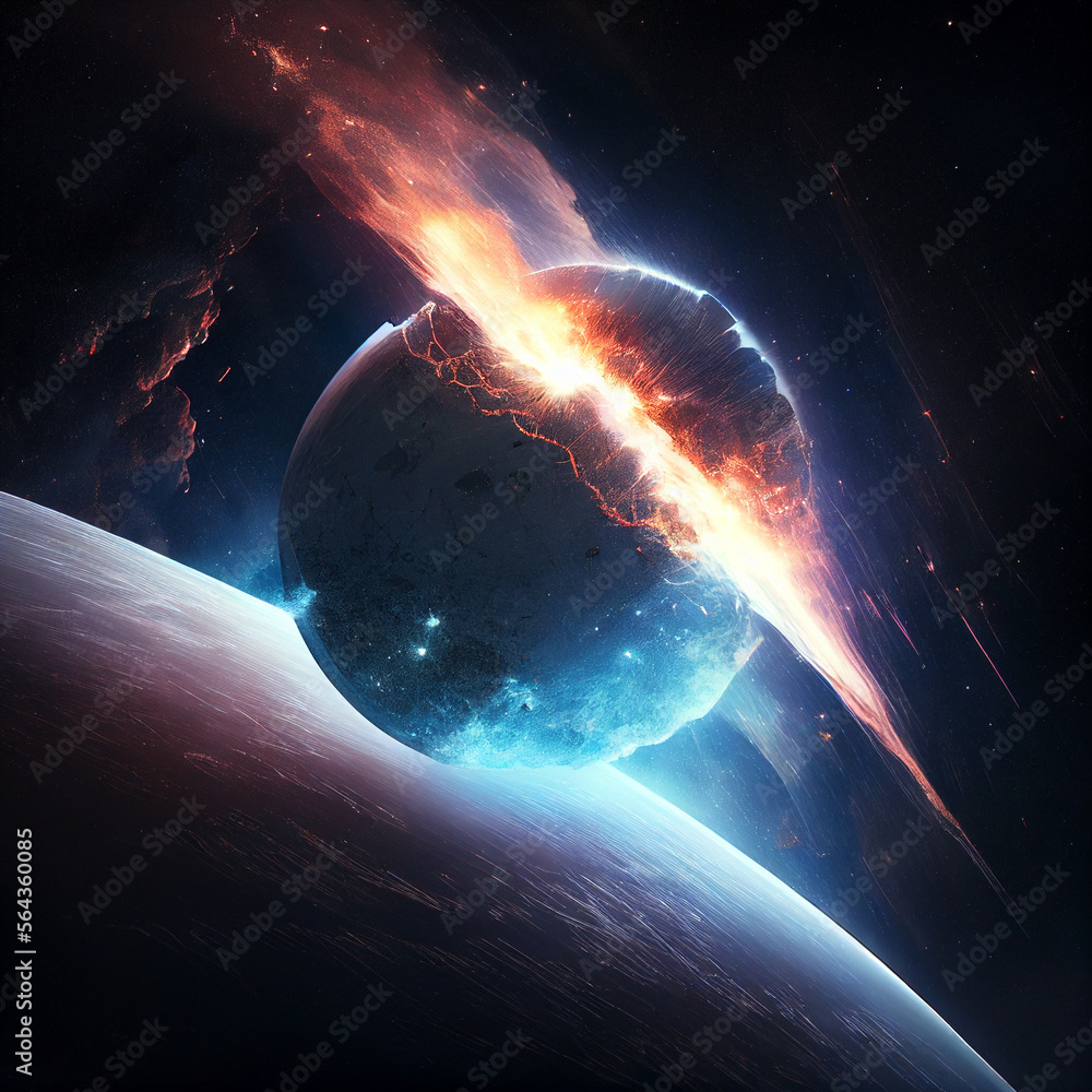 Beautiful Cartoon Planet Explosion - An Artistic and Colorful Artwork ...