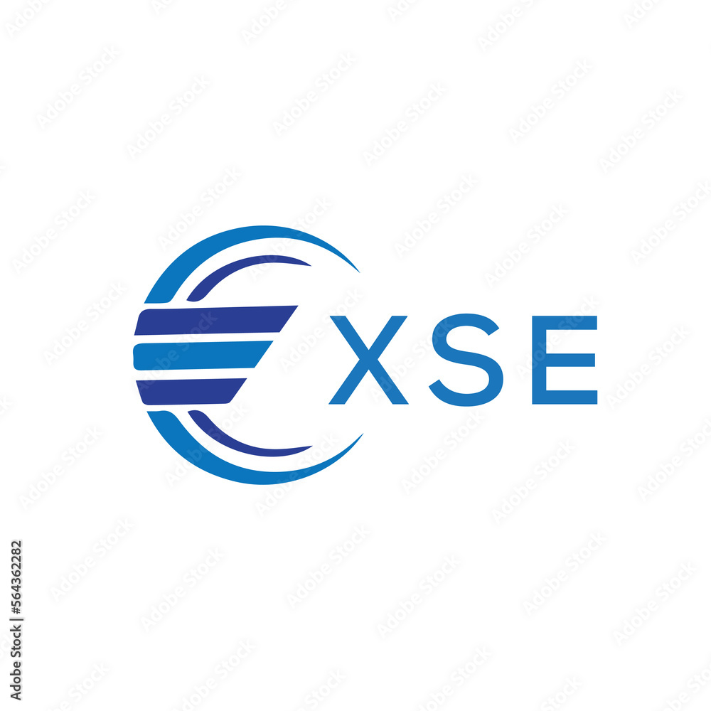 XSE letter logo. XSE blue image on white background. XSE vector logo ...
