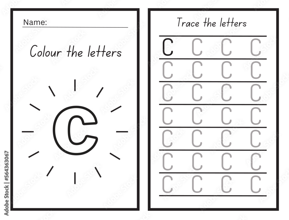 letter C coloring and tracing practice Worksheet for learning the ...