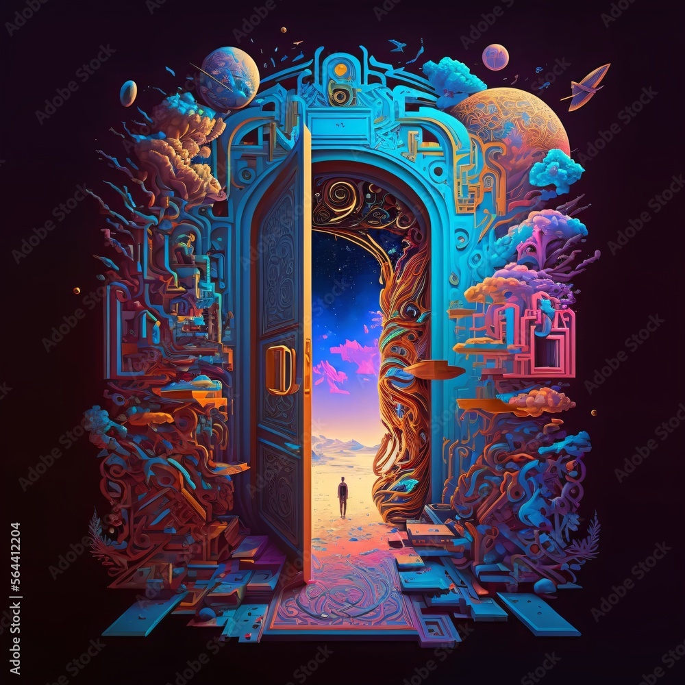 fantastic gate, the gateway to the realm of dreams, surreal parallel ...